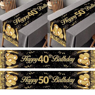 Happy 30th 40th 50th Birthday Banners Black Gold Birthday Pa