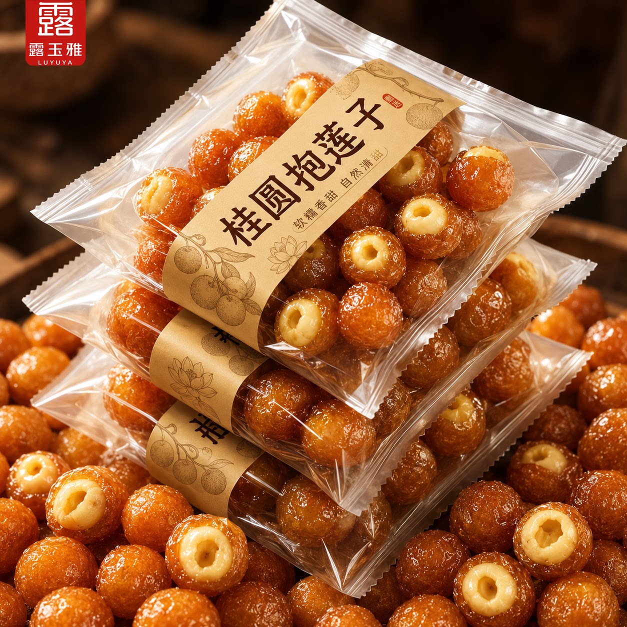 桂圆抱莲子果干正品官方旗舰店抱抱果干龙眼干夹莲子即食蜜饯零食