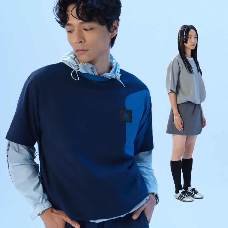 【正版授权】PlayStation联名吉考斯工业撞色拼接短袖T恤男女同款