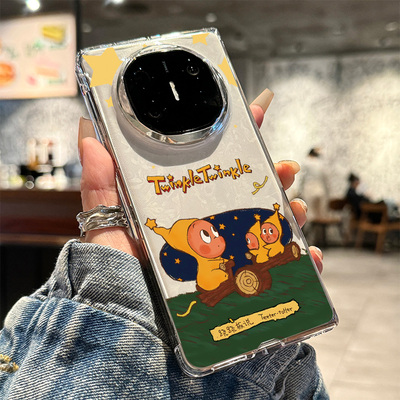 适用于华为matex6手机壳新款跷跷板星星人matex5典藏版可爱高级感保护套透明x3折叠屏男女款泡泡马特防摔超薄