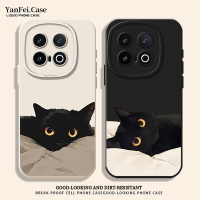 睡觉黑猫适用iqoo13手机壳12液态2硅胶neo10pro一加ace5搞怪3v趣味11卡通z9/z10turbo+有趣neo9小众oneplus15