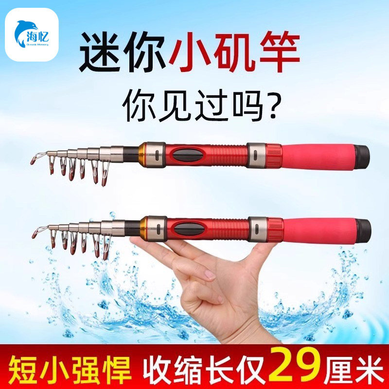 迷你小海竿抛竿超短节鱼竿超硬小海杆套装远投甩杆短竿裸竿路亚竿