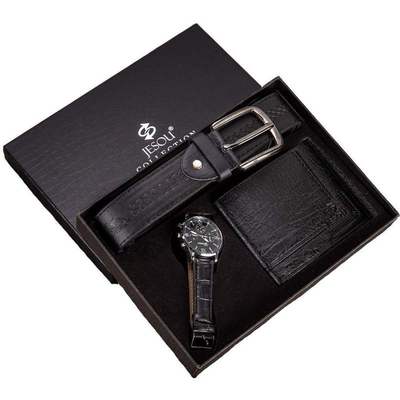 Quartz Wrist Watch Leather Wallet Gift Set for Boyfriend men