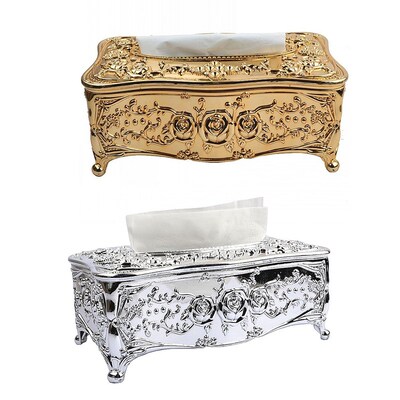 Conventional Nordic Tissue Box Elegant Acrylic Resin Flowery