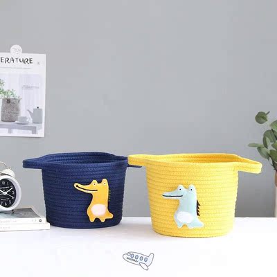 1Pcs Storage Basket Hand Woven Foldable Cartoon Animal Cotto