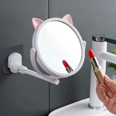 Free punching wall hanging small mirror bathroom wall