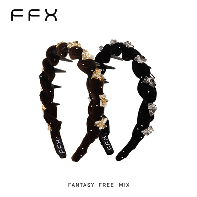 【草莓粉丝专享】FFX编织碎发高颅顶发箍[星钻密语]带齿防滑头饰