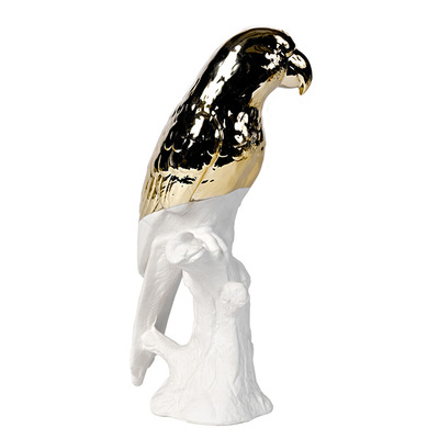 荷兰Pols Potten Perroquet Decoration 金色白瓷鹦鹉