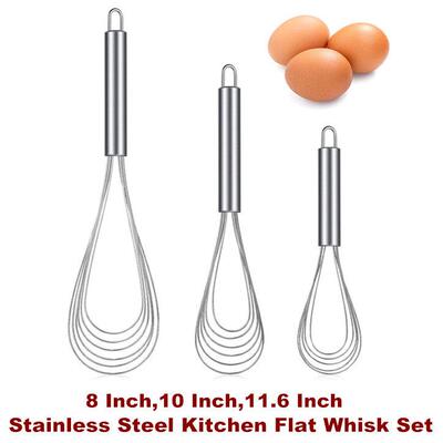 Kitchen Flat Whisk Wire Egg Utensils Whisk Cooking Blending