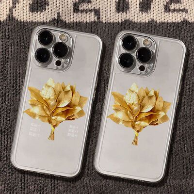 金色柚子叶好运适用GT8Pro真我Neo7Turbo手机壳透明Realme1513Pro+V70sV60V50V30V25V15V13学生Q2Q3iQ5狂欢版