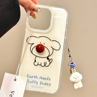 立体红鼻子小狗适用荣耀GT畅玩60Plus手机壳400300200100908070白底Play9T魔术Magic8Pro少女x70ix30x40x50i+