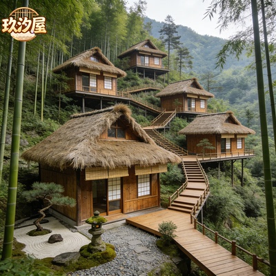 日式唐宋风户外拼装定制民宿木屋