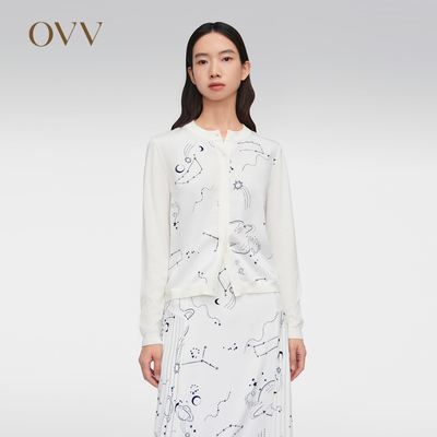 【星辰印花系列】OVV春夏热卖长袖针织开衫外套GWZAJ14008A