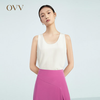 【重磅真丝】OVV春夏女装22MM弹力重绉无袖圆领吊带GUADJ13001A