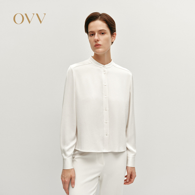 【进口三醋酸】OVV秋冬女装立领长袖休闲衬衫GNEAJ34107A