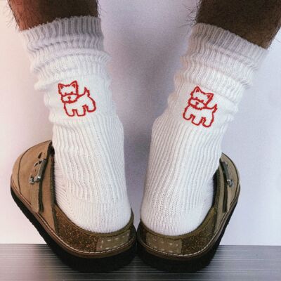 TREETALLIFE西高地袜子堆堆袜男款女款中筒长筒潮流印花粗针长袜