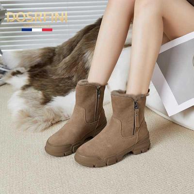 杜莎菲尼高端雪地靴女冬季加绒加厚保暖棉鞋舒适软底侧拉炼短靴子