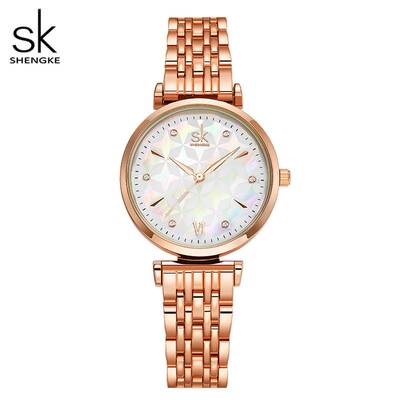 Shengke Brand Luxury Bracelet Women Watch Rosegold Wristwat