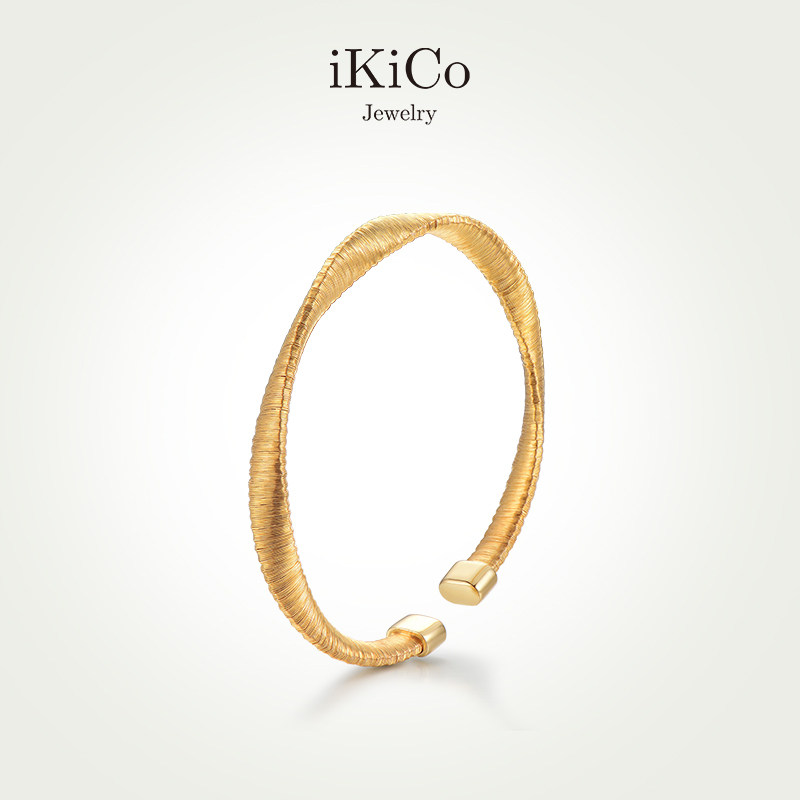 iKiCo Jewelry光影波浪手镯意式弦线小众高级原创纯银叠戴礼物女