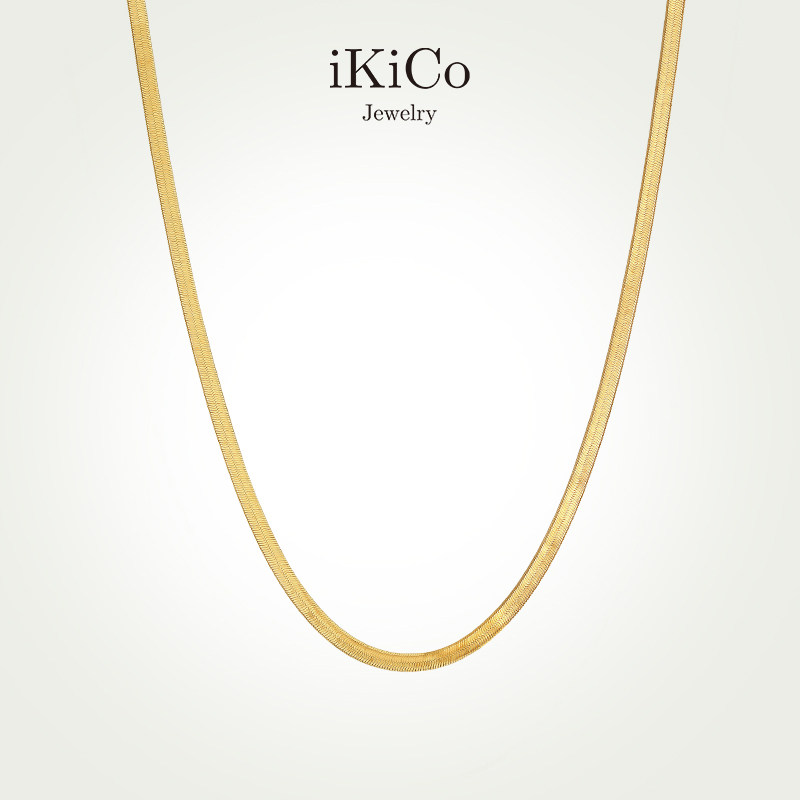 iKiCo Jewelry阿月半月同款刀片蛇骨链叠戴冷淡风高级项链925银