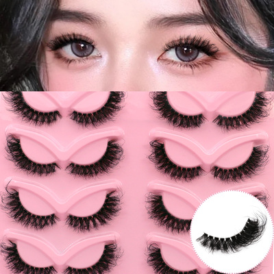 GROINNEYA混血亚裔软梗透明梗假睫毛泰式小毛卷浓密短款一片式