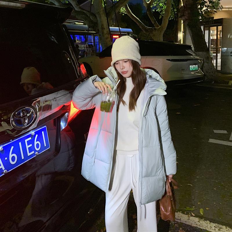 2025新款羽绒棉服女中长款连帽棉衣宽松韩版冬季保暖时尚棉袄外套