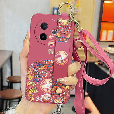 适用于vivoY300i手机壳voviy300i液态腕带支架软壳中国风背带保护套简约文字如意全包直边防摔磨砂男女款潮