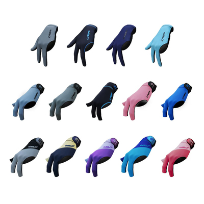 CPBA台球高级三指露指手套九球专业薄款防滑透气职业款黑8手套