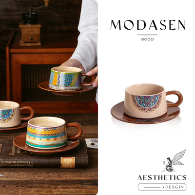 MODASEN高颜值英伦陶瓷咖啡杯碟
