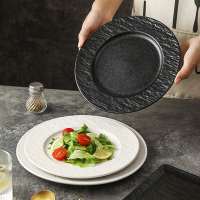 Advanced stone patterned ceramic plates, household vegetable plates, circular plates, hotel commercial breakfast, Weste