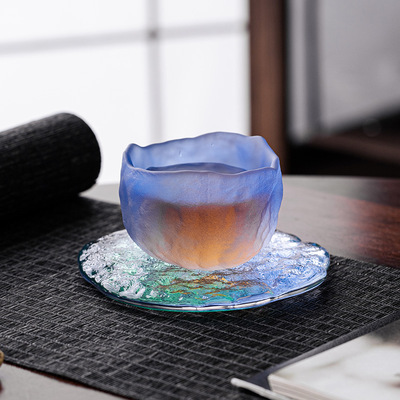 Japanese Glacier Blue Green China-Chic Style Small Tea Cup Sake Cup Glass Cup Hostess Tea Cup Tea Cup Hand Frozen Roast