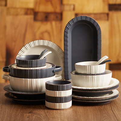 Nordic ceramic tableware set, high-end dining bowls, plates, and dishes for home use, modern, simple, stylish, and styl