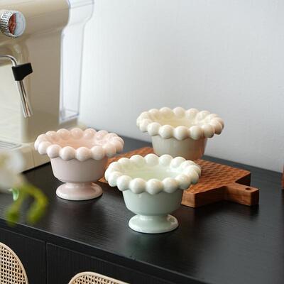 Wind ice cream ball cup, ceramic yogurt bowl, high footed dessert bowl, high-value ice cream, milkshake, pudding, mouss