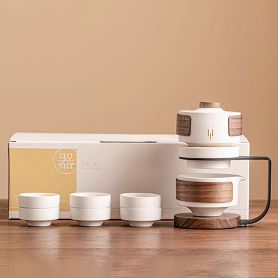 Semi automatic tea set set 2025 lazy tea making artifact ceramic household tea drinking kung fu tea cup gift box set