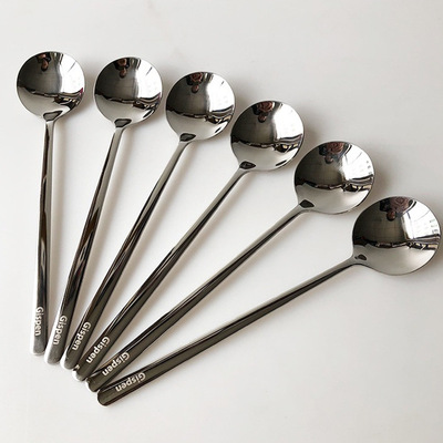Long handled Korean style 304 stainless steel spoon, exquisite dessert coffee spoon for home use, stirring bar, disposa
