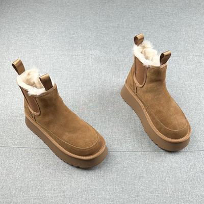 轻便加厚~LW-Changer~真皮羊毛绒套筒厚底雪地靴软面保暧棉靴短靴
