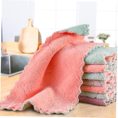 Double-layer Absorbent Microfiber Kitchen Dish Cloth towel