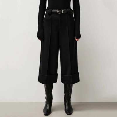 腰带七分裤休闲裤子女