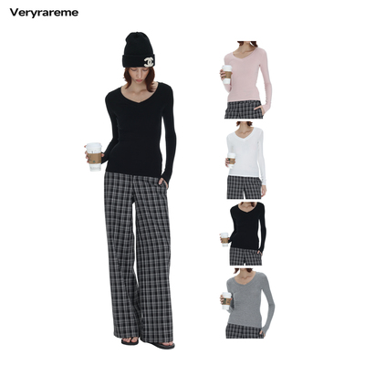 Veryrareme V领修身长袖打底衫