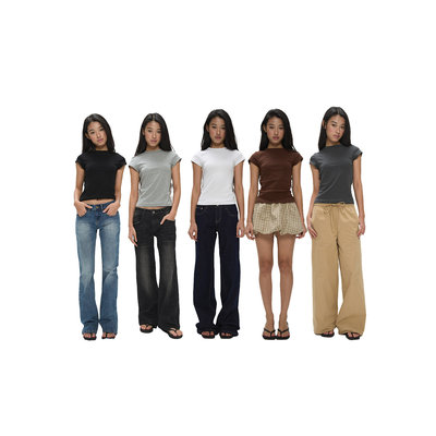 Veryrareme圆领修身正肩短袖