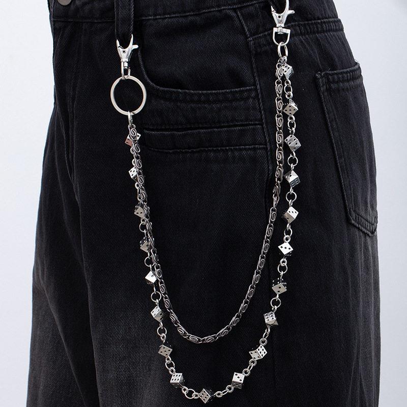 Metallic trend double-layer chain pants chain 双层链条裤链
