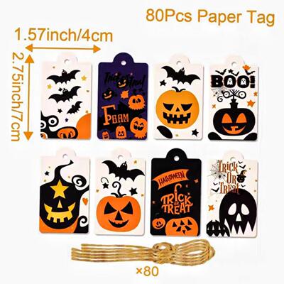 Halloween Hanging Paper Tags Halloween Decoration 80 sets
