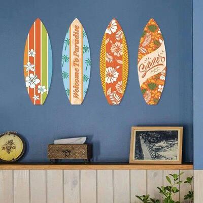 Ocean Theme Wooden Surfboard Wall Ornaments Hawaiian Style