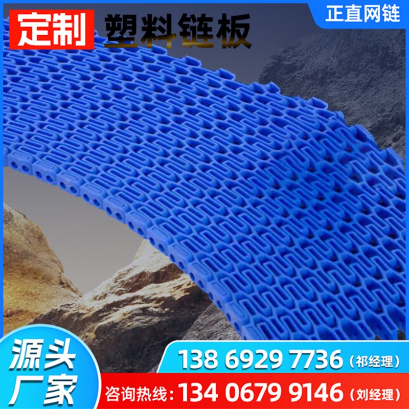 塑料链板输送带食品级洗碗机网带果蔬清洗流水线7100转弯塑料网带