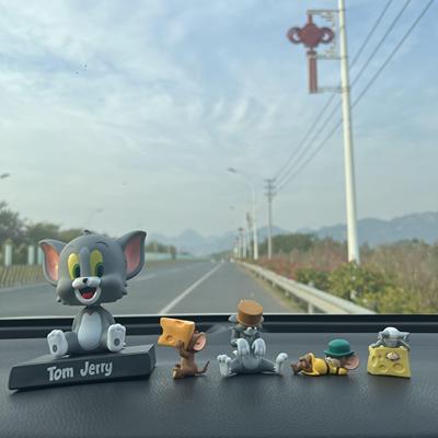 汤姆猫杰瑞汽车摆件 猫和老鼠可爱车内装饰品 车载仪表台摇头公仔