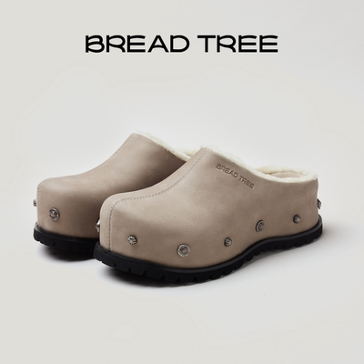 BREADTREE复古铆钉羊羔毛勃肯拖
