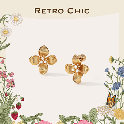 RC金丝四瓣花耳环高级感