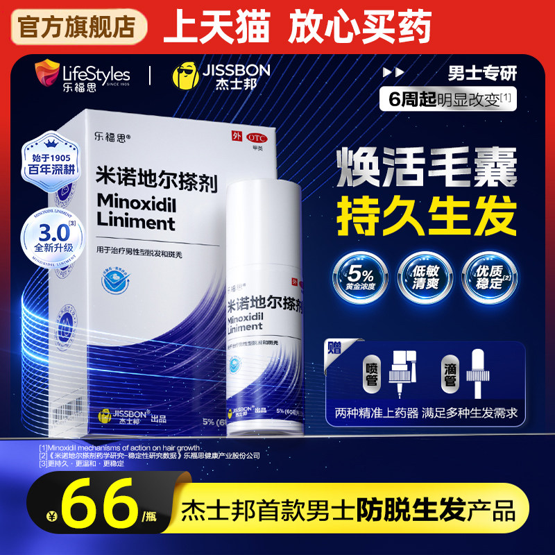 杰士邦乐福思米诺地尔搽剂5%男士防脱生发低敏焕活毛囊脱发斑秃