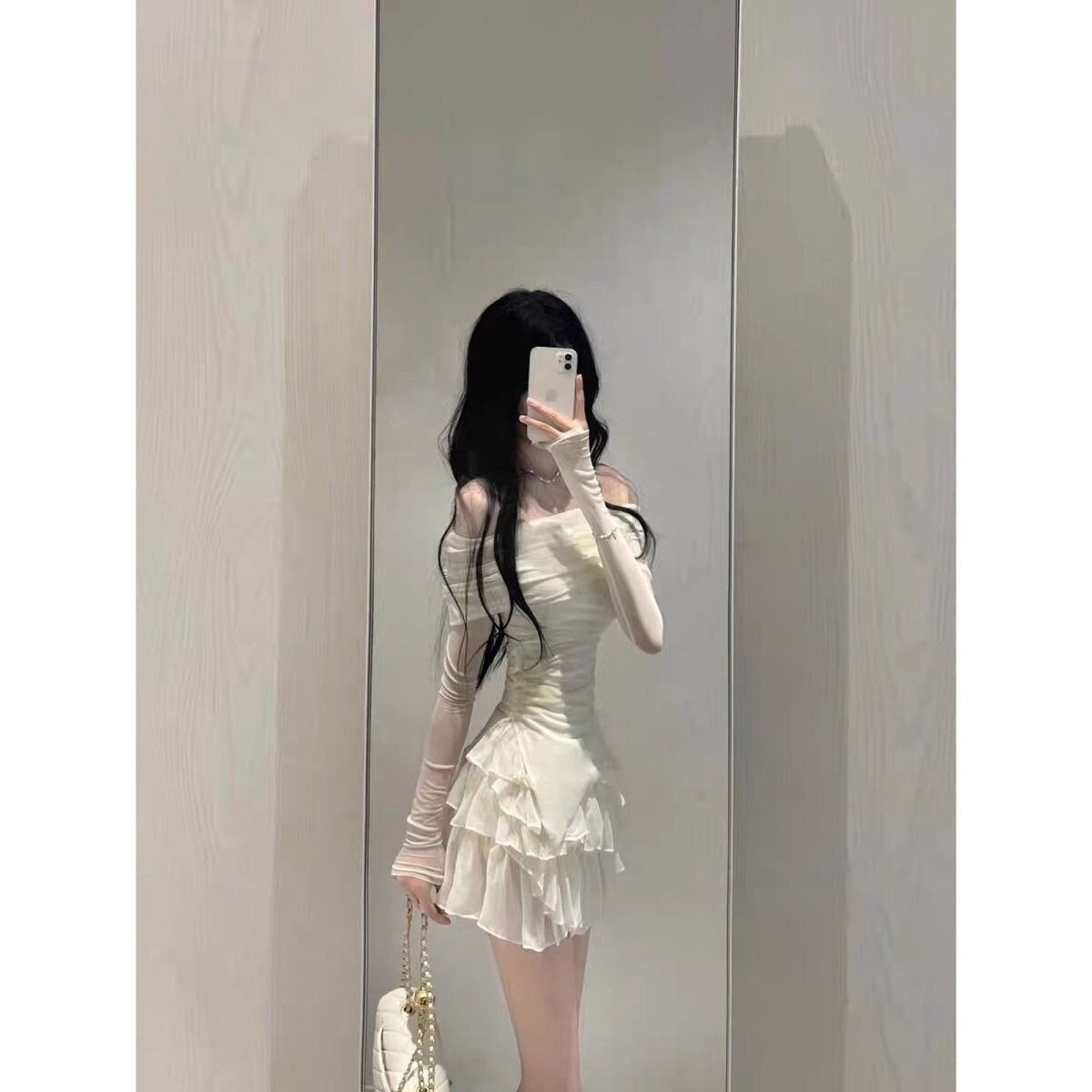 温柔系炸街套装女2026春夏新款纯欲上衣+蛋糕半身裙小个子两件套