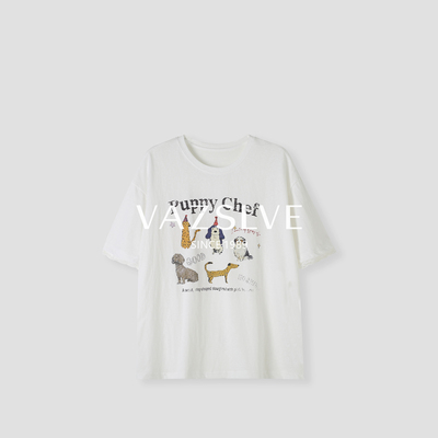 【VAZSLVE/全新奢品】捡漏-百搭圆领卡通印花短袖上衣-6XLLH1331